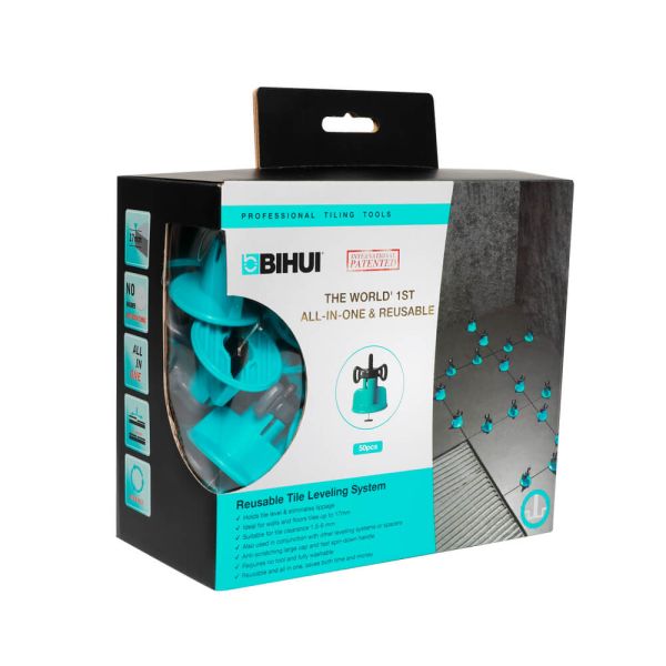 BIHUI Patented All-in-One Reusable Tile Leveling System (50/pack)